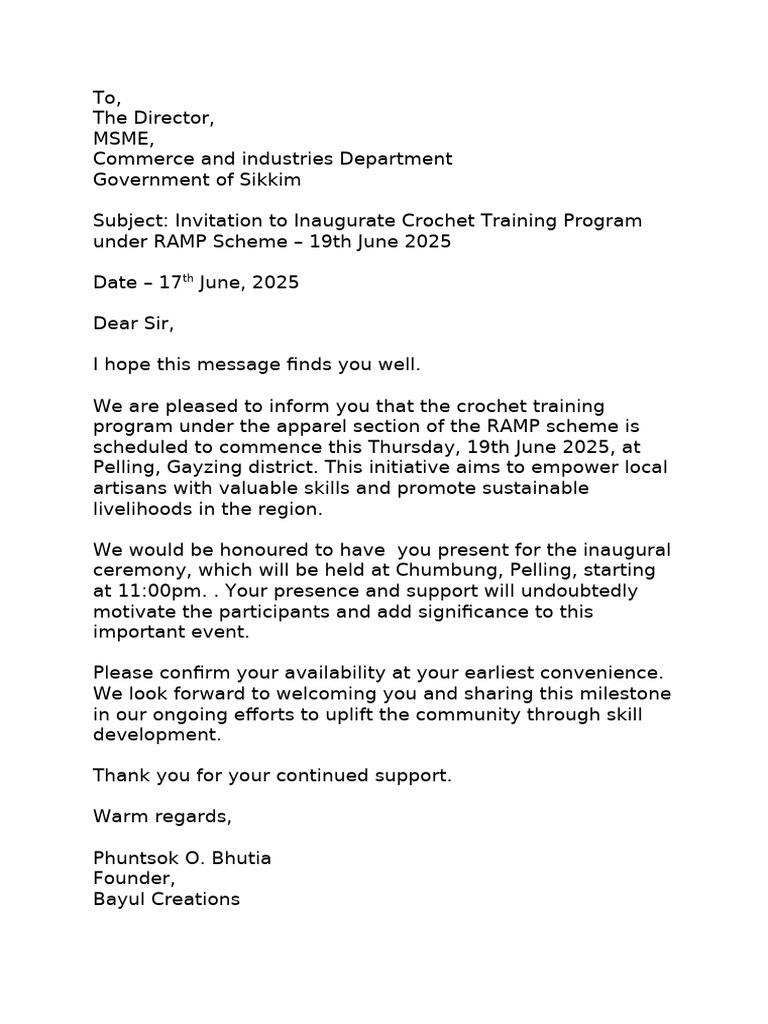 Invitation Letter (Training) | PDF