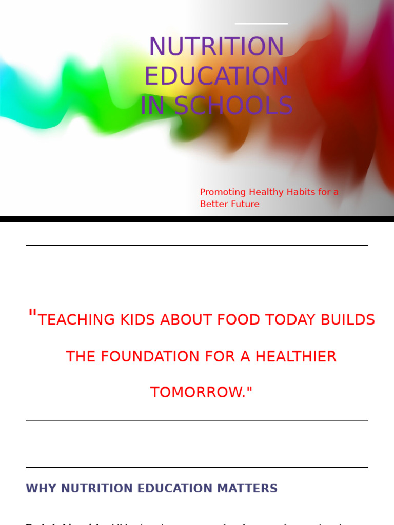 Nutrition Education In Schools Pdf