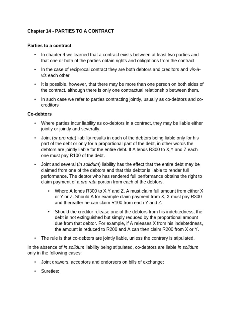 Understanding Contract Parties and Liabilities | PDF | Debt | Surety