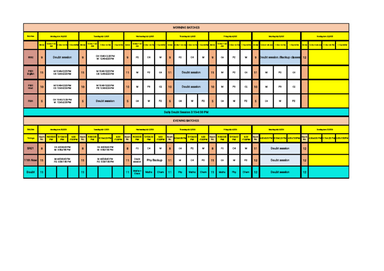 Engineering Time Table | PDF