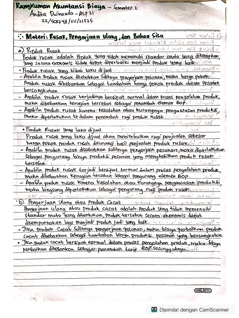 Andita Dwinanda 503748 ASP21 B.rusak, Cacat, Sisa | PDF