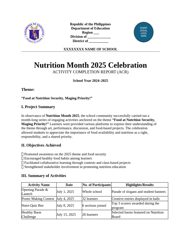 Activity Completion Report (Acr) | PDF | Learning