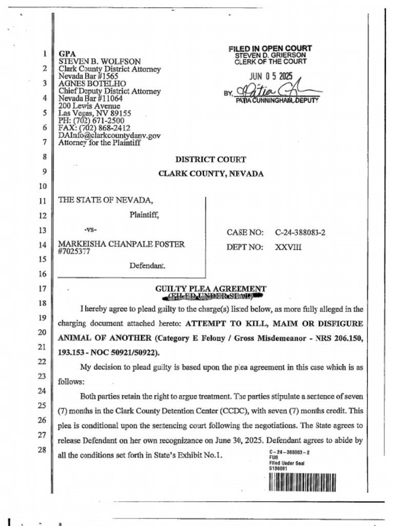 Markeisha Foster plea agreement | PDF