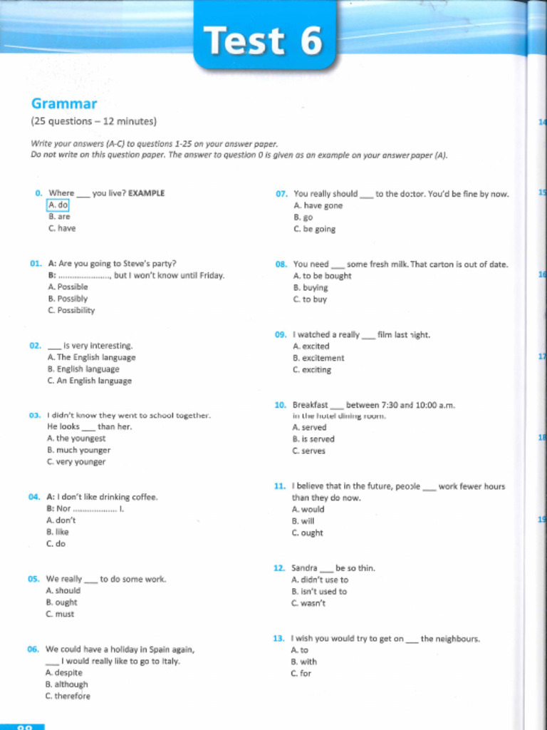Aptis Global ELT - Test 6 - Grammar & Vocabulary | PDF