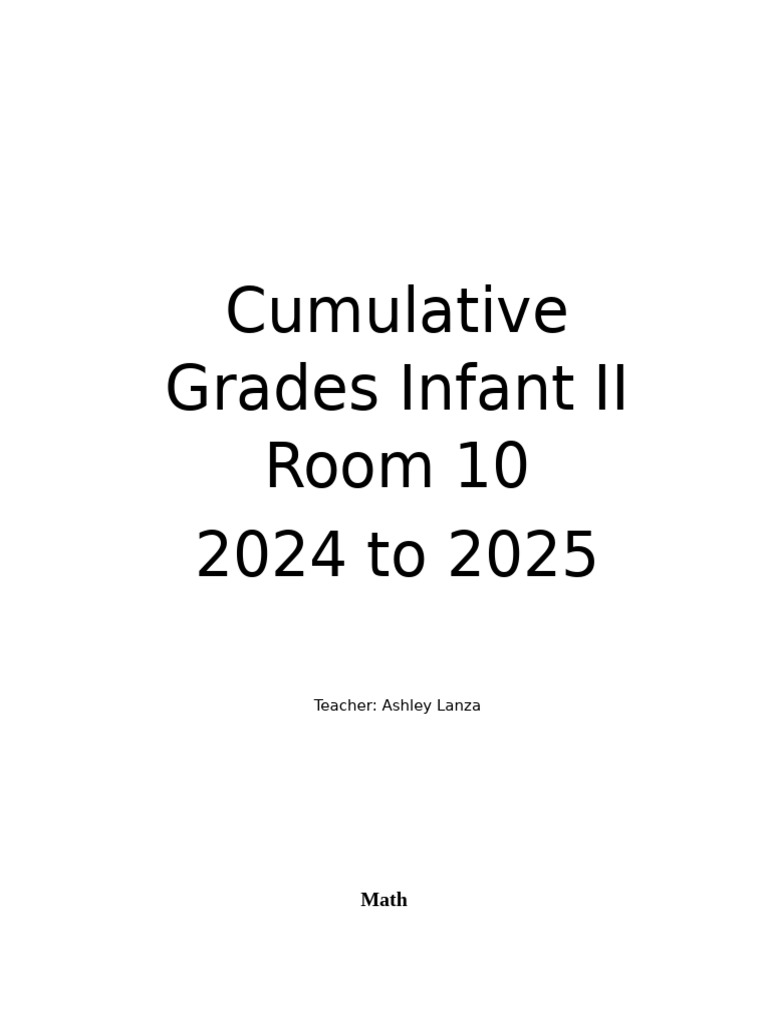 Cumulative Grades for Infant II 2024-2025 | PDF