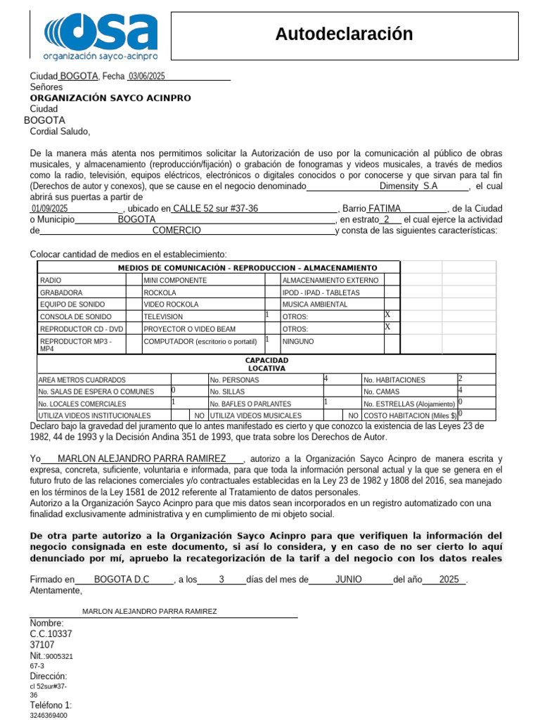 Sayco y Acinpro Dimensity S.A | PDF | Informática