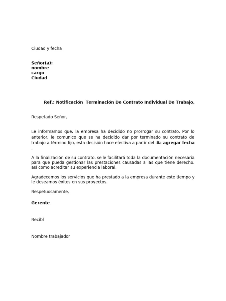 Modelo de Preaviso | PDF