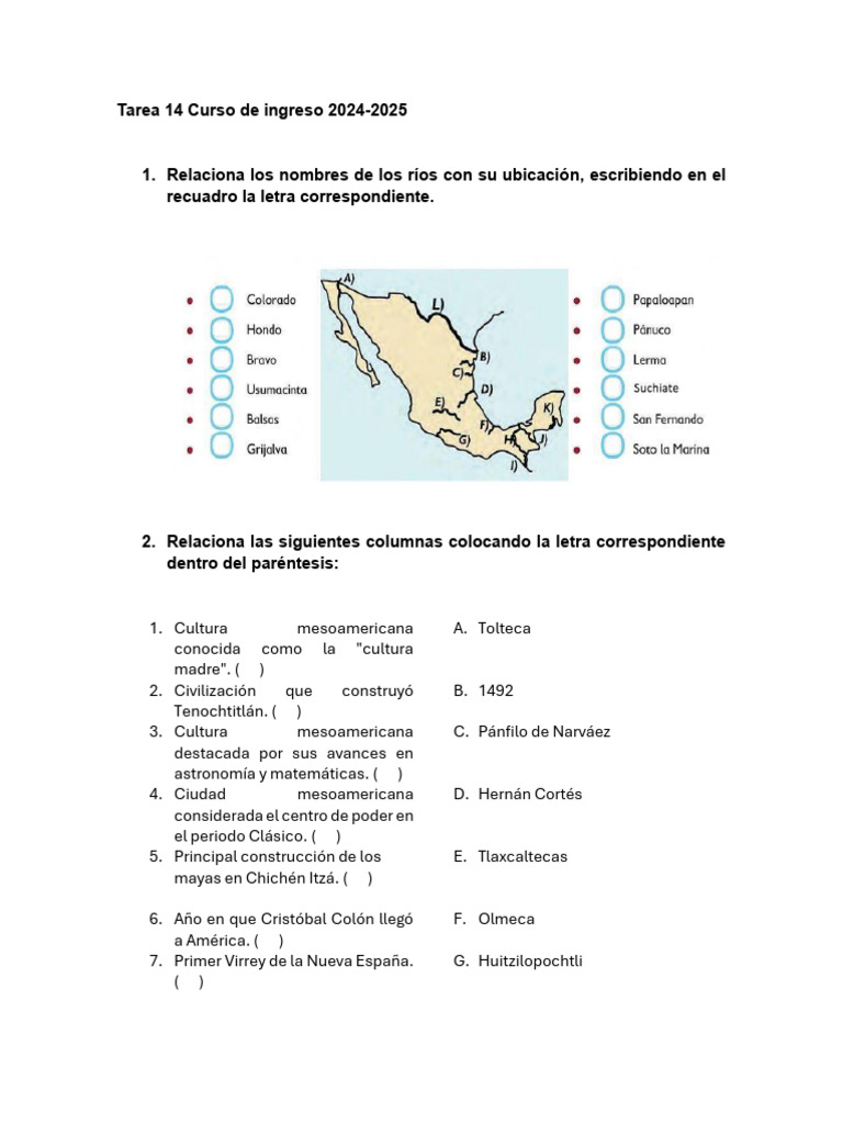 Tarea 14 Curso de Ingreso 2024-2025 | PDF