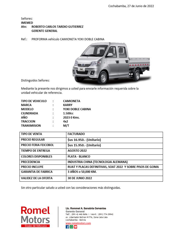 Proforma Yoki DC Imemed | PDF