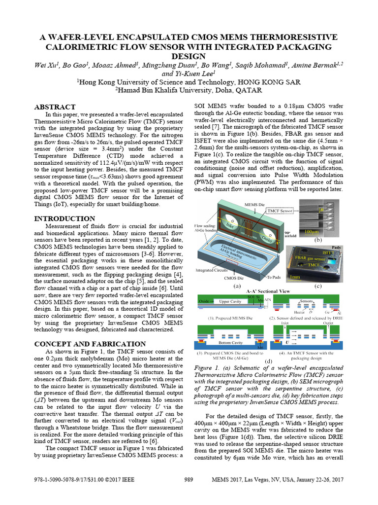 Wafer-Level CMOS MEMS Flow Sensor | PDF | Sensor | Cmos