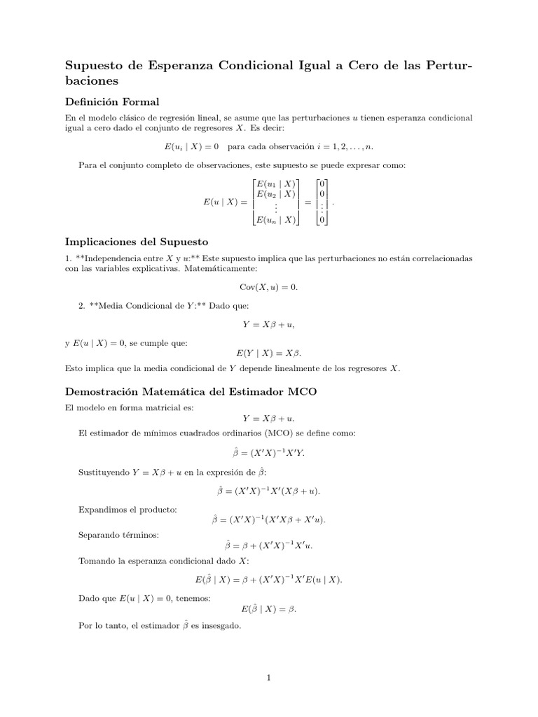 04 Esperanza Condicional | PDF | Mínimos cuadrados ordinarios ...