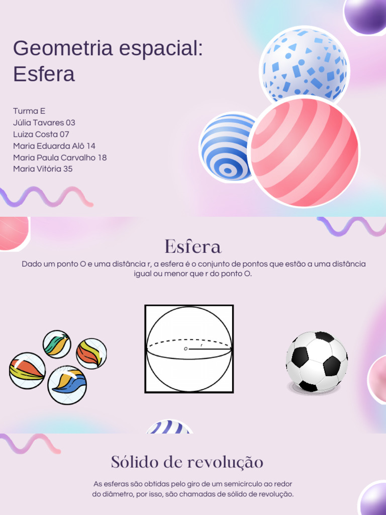 Trabalho de Matemática - Esfera PDF | PDF | Esfera | Círculo