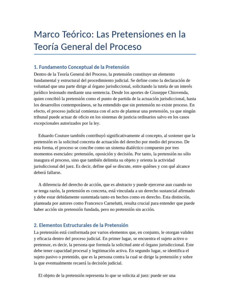 Pretensiones en la Teoría del Proceso | PDF | Jurisdicción | Ley procesal