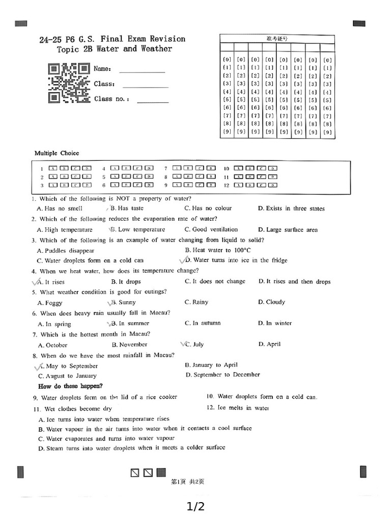 Topic 2B Water and Weather | PDF