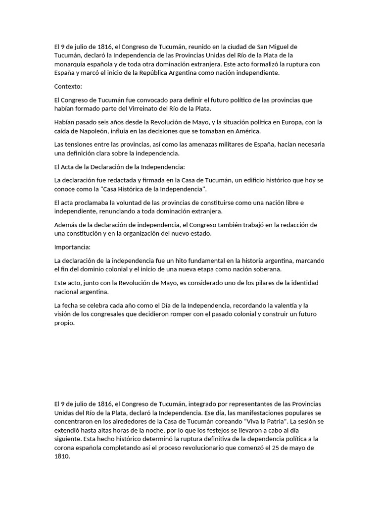 El 9 de Julio de 1816 | PDF | España | Argentina