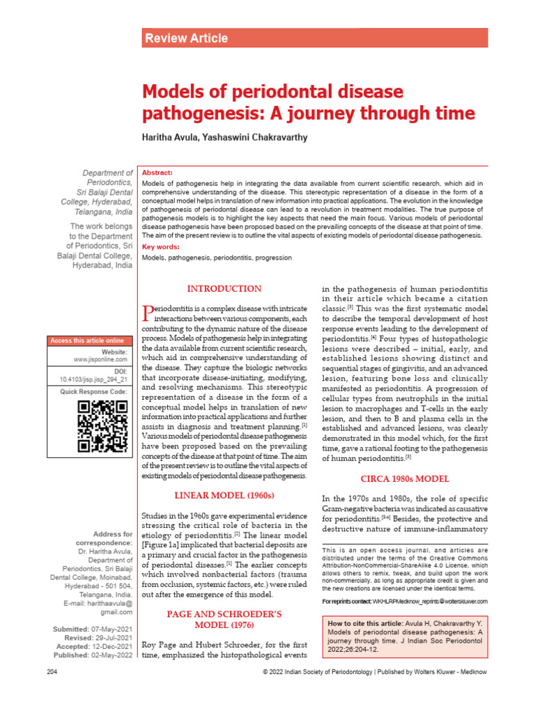 Models of Periodontal Disease Pathogenesis A.4 | PDF | Periodontology ...