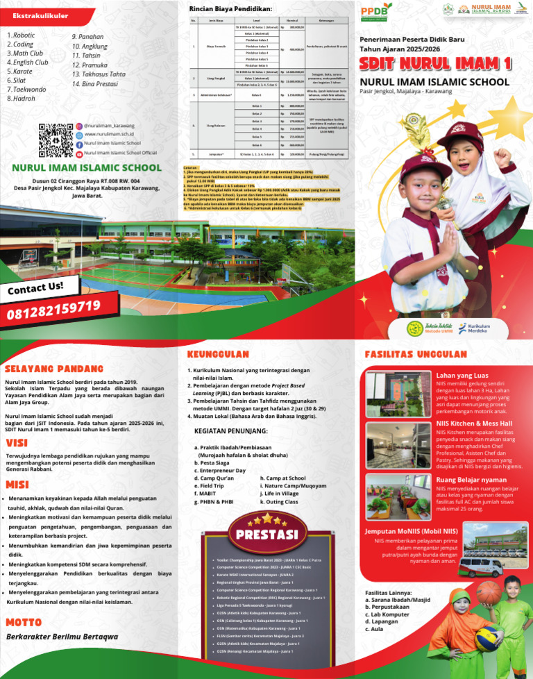 Biaya dan Fasilitas SDIT Nurul Imam | PDF