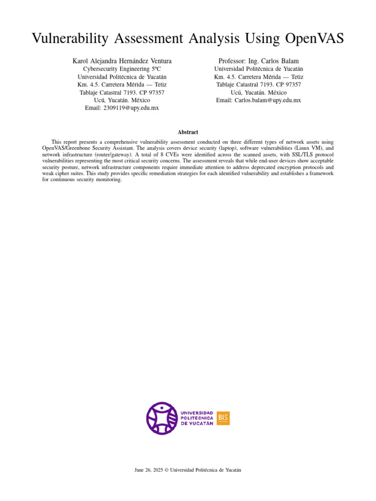 OpenVAS Vulnerability Assessment Report | PDF | Transport Layer ...