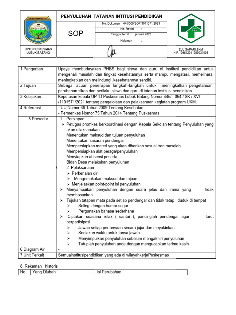 Sop Phbs Institusi Pendidikan | PDF