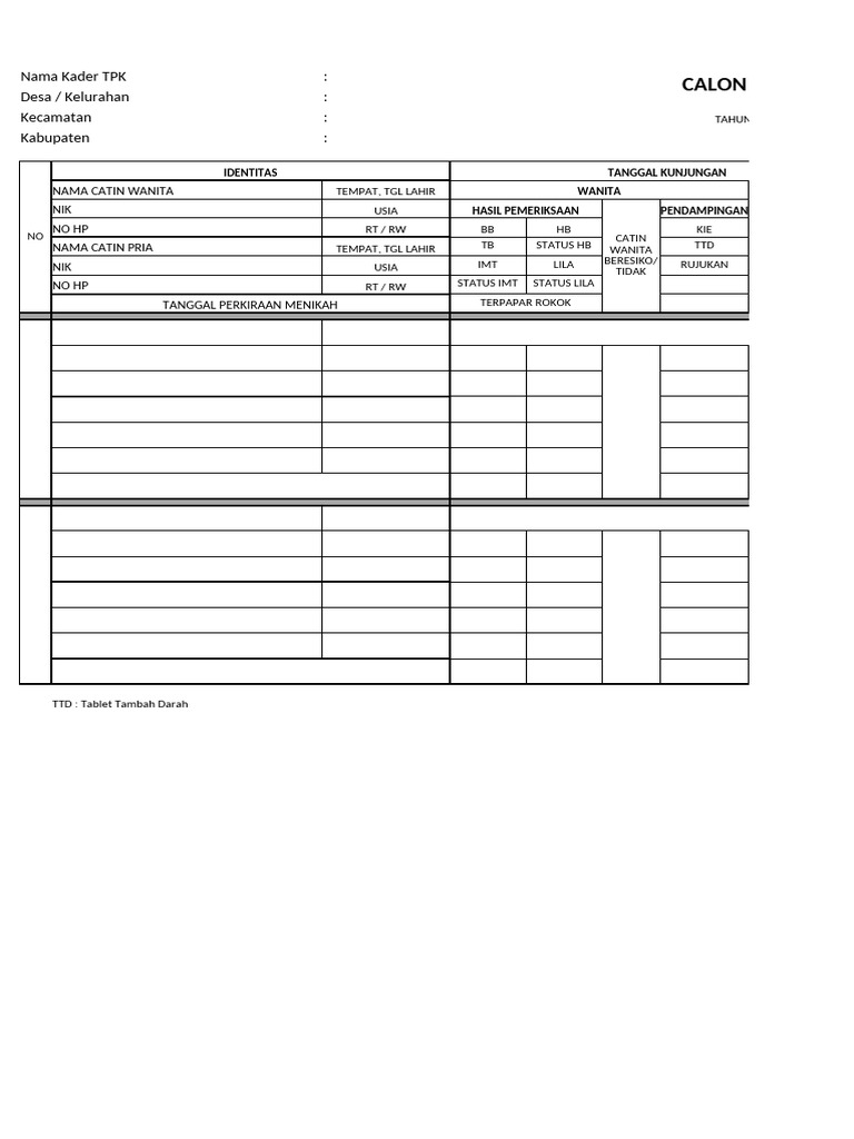 Form Pendampingan TPK 2025 | PDF