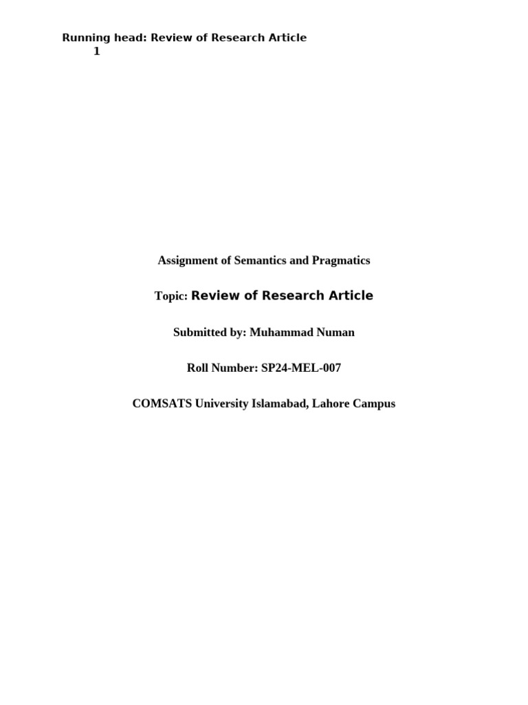 Assignment of Semantics and Pragmatics | PDF | Qualitative Research ...