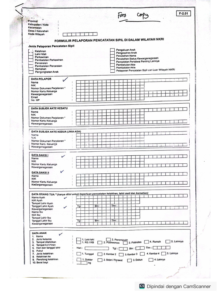 Form F-2.01 Akta Kelahiran | PDF
