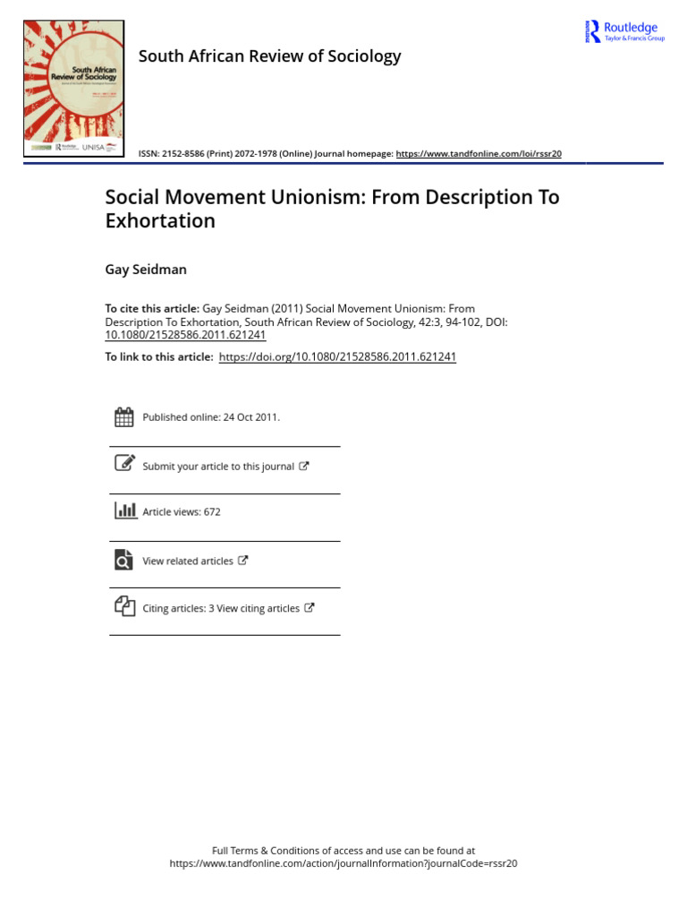 Social Movement Unionism Explained | PDF | Strike Action | Trade Union