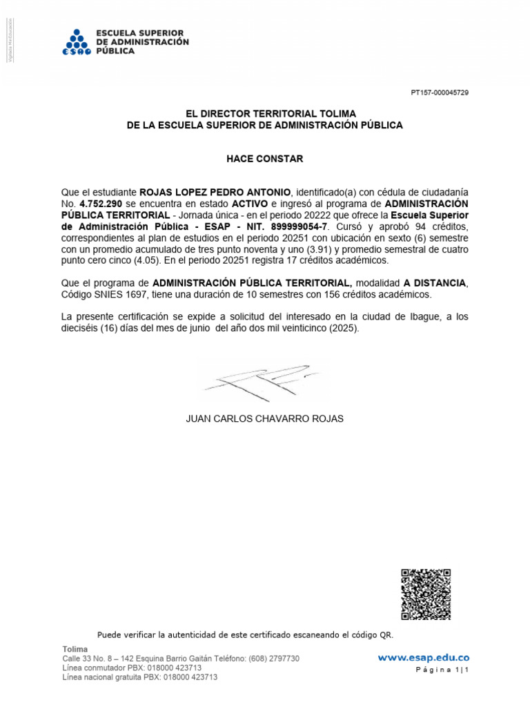 Cerificado Semestre 6 | PDF