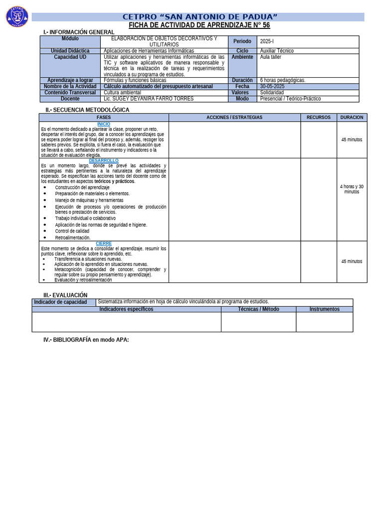 Ficha de Actividad Modelo Iaaa | PDF | Evaluación | Aprendizaje