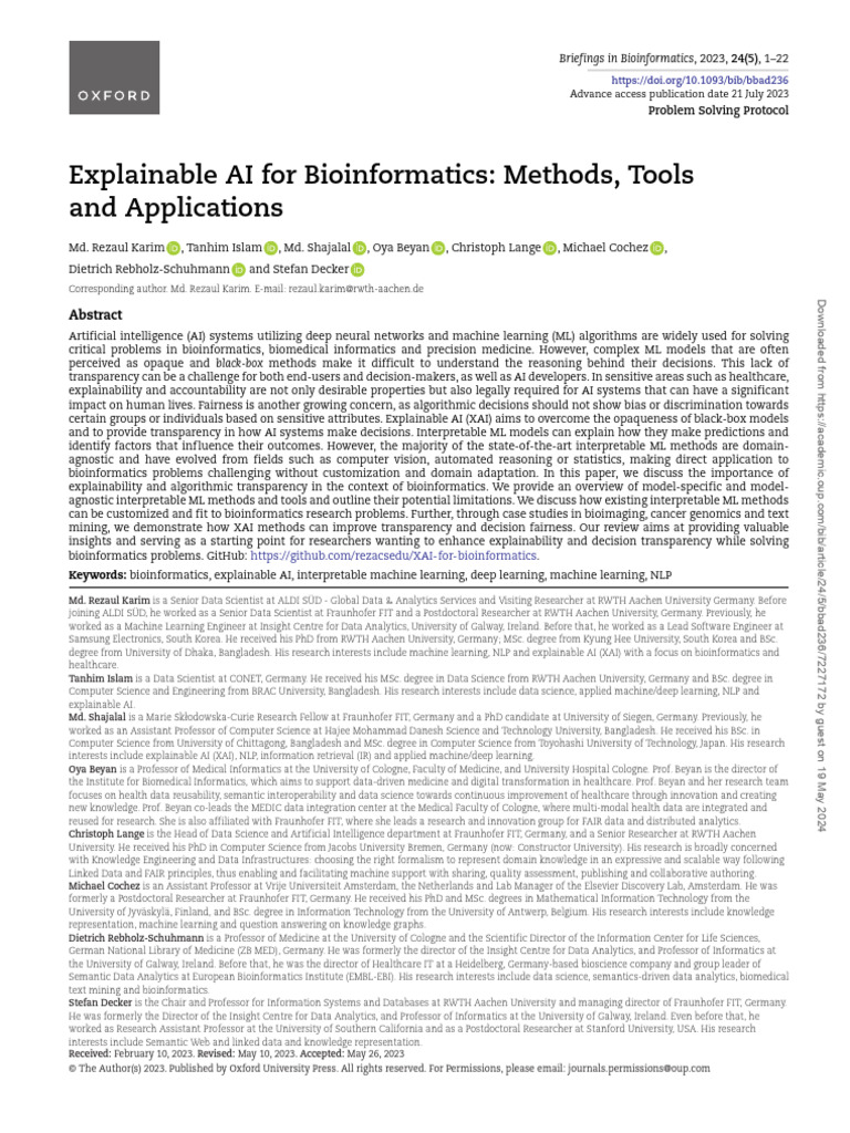 000 XIA Bioinf | PDF | Machine Learning | Artificial Intelligence