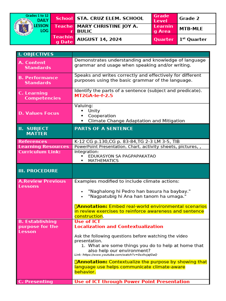 LP-in-1STQ-CO-MTB-MLE-with Ccam Integration | PDF | Subject (Grammar ...