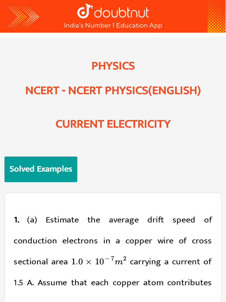 Current Electricity Solved Examples | PDF | Electrical Resistivity And ...