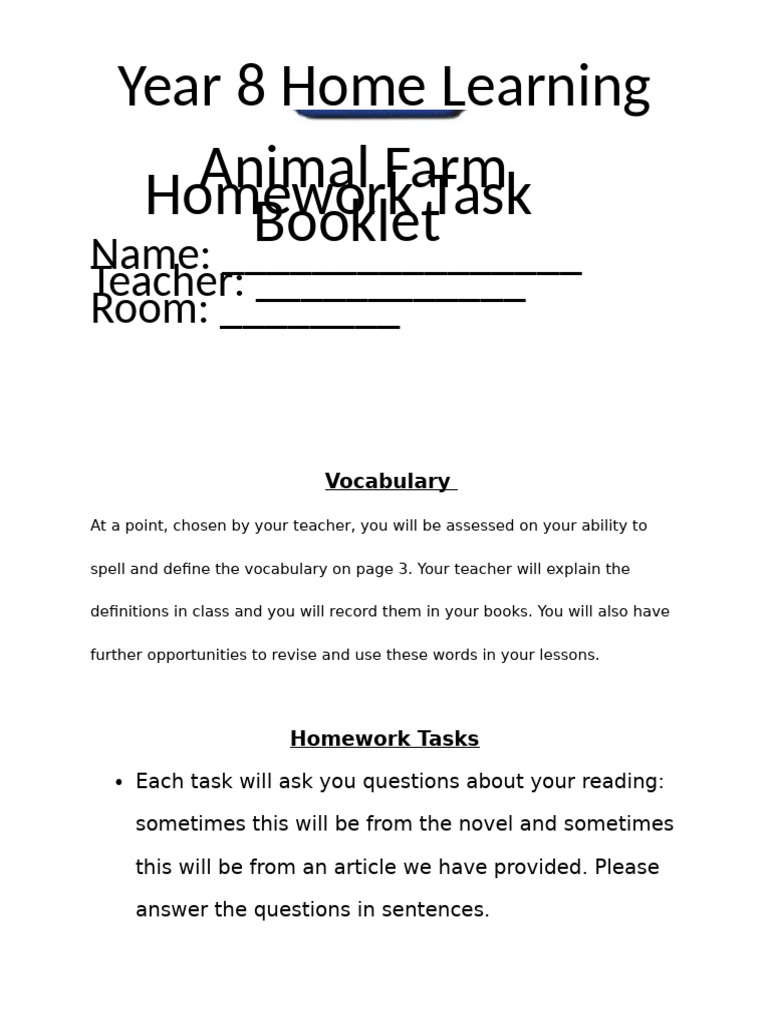 Year 8 Term 2 Animal Farm Homework | PDF | Qatar