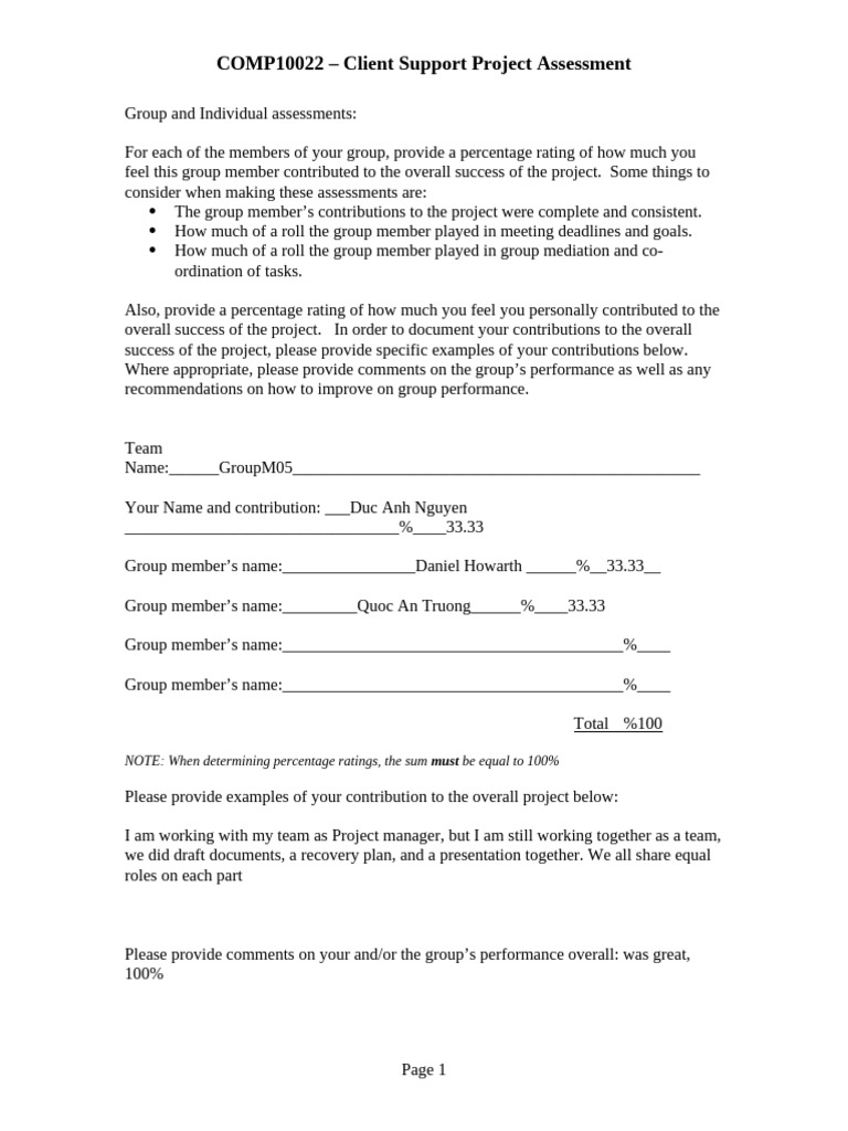 Group and Individual Assessments-1 | PDF
