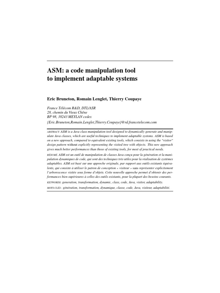 ASM: A Code Manipulation Tool To Implement Adaptable Systems | Download ...