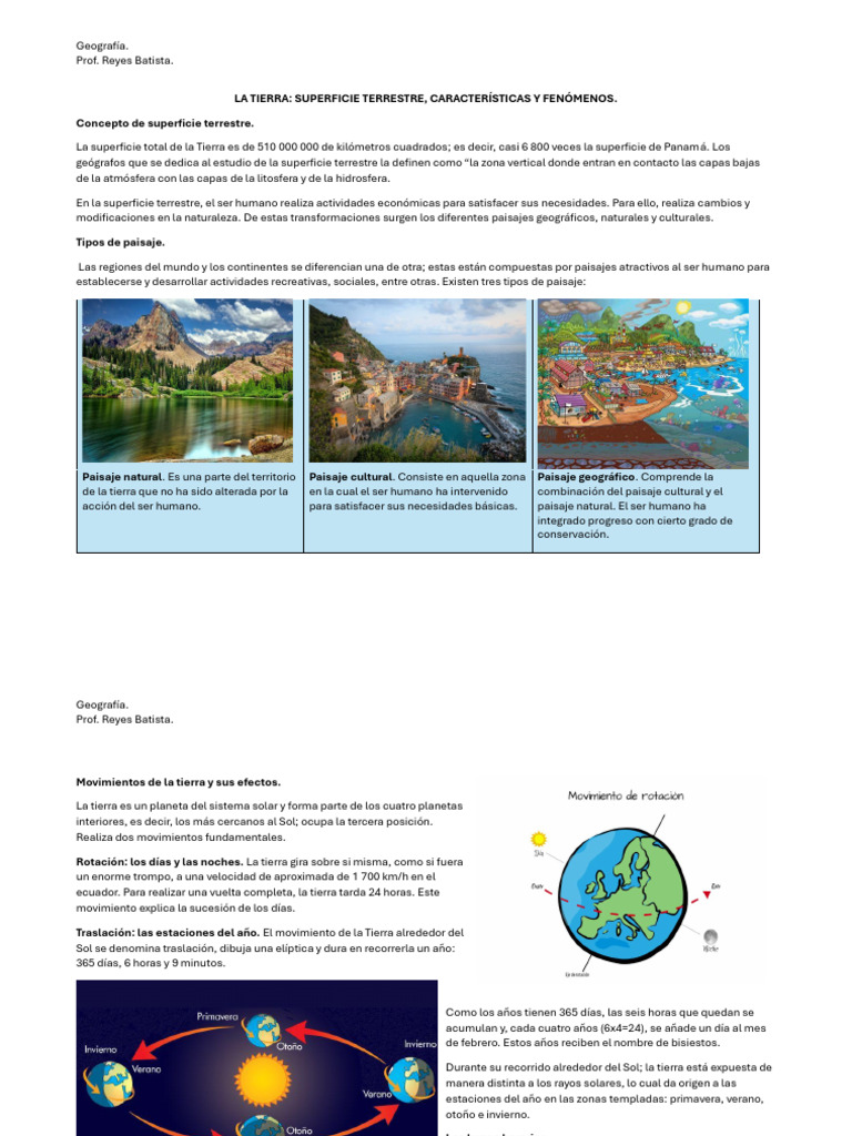 Características de la Superficie Terrestre | PDF | Tierra | Paisaje