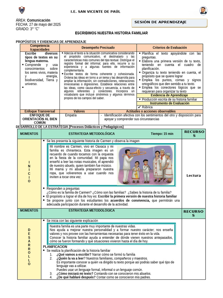 Escribiendo nuestra historia familiar | PDF | Aprendizaje | Lingüística