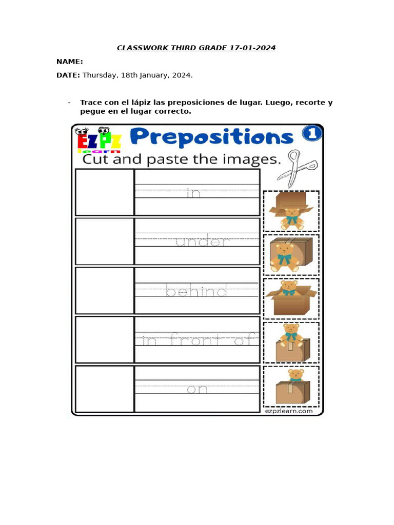 Classwork Third Grade 17-01-2024 | PDF