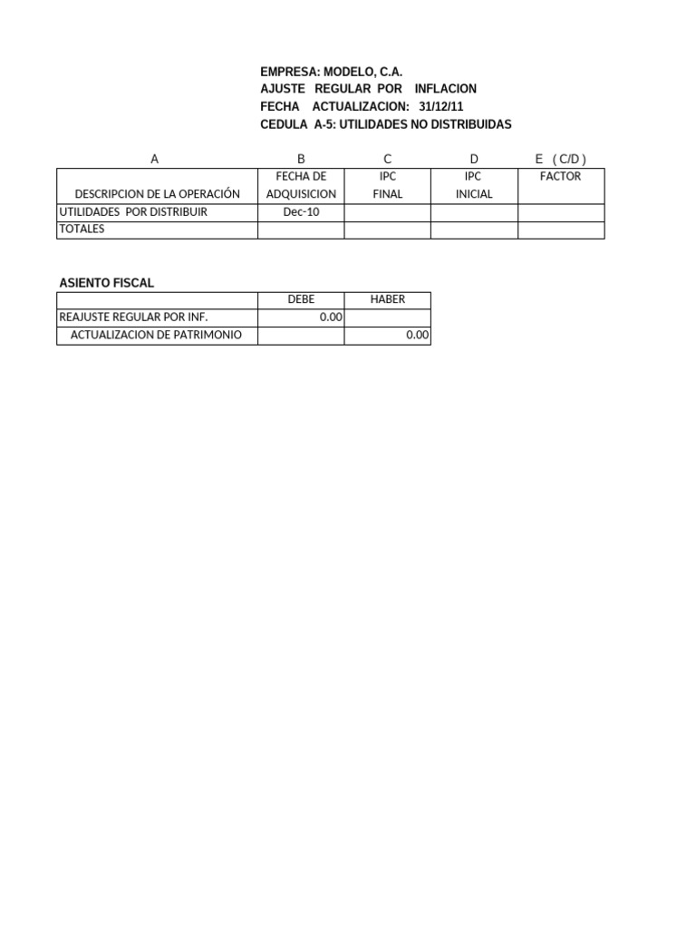 Prueba Final Ajuste Por Inflacion Con Cedulas | PDF | Depreciación | Inflación