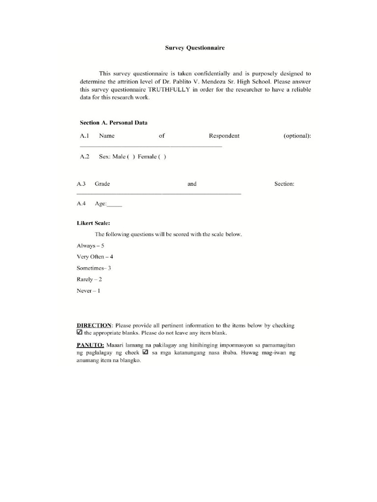 Absenteesim Standardized Questionnaire Rebie | PDF