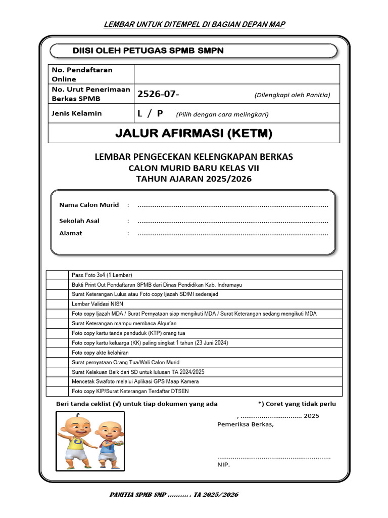 Formulir Pendaftaran SPMB SMP 2025/2026 | PDF