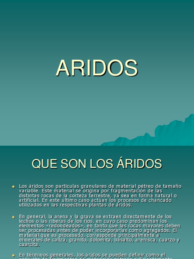 Clase de Aridos | Densidad | Partículas