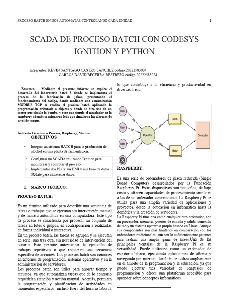 Informe Batch Scada Final | PDF | Objeto (informática) | Scada