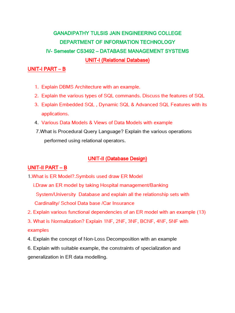 CS3492-Data Base Management Systems Impo | PDF | Databases | Database Transaction