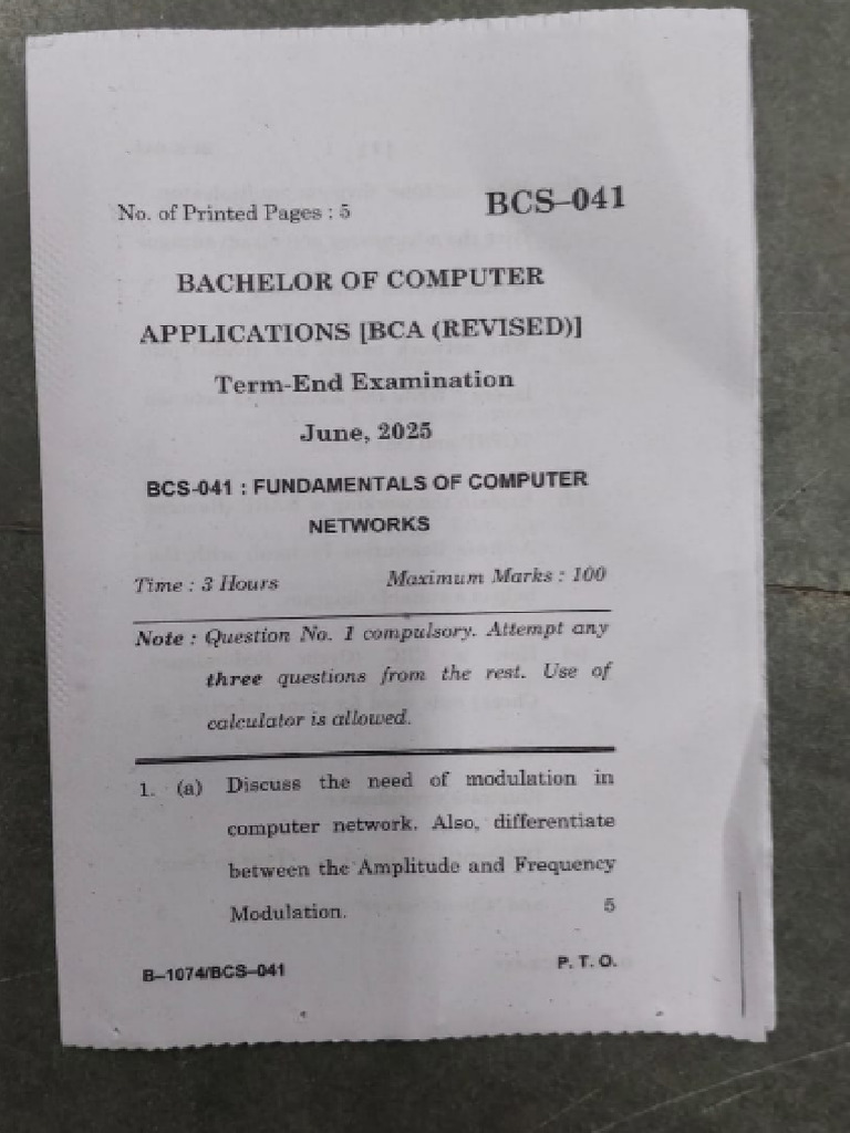 BCS-041 Question Paper Images | PDF