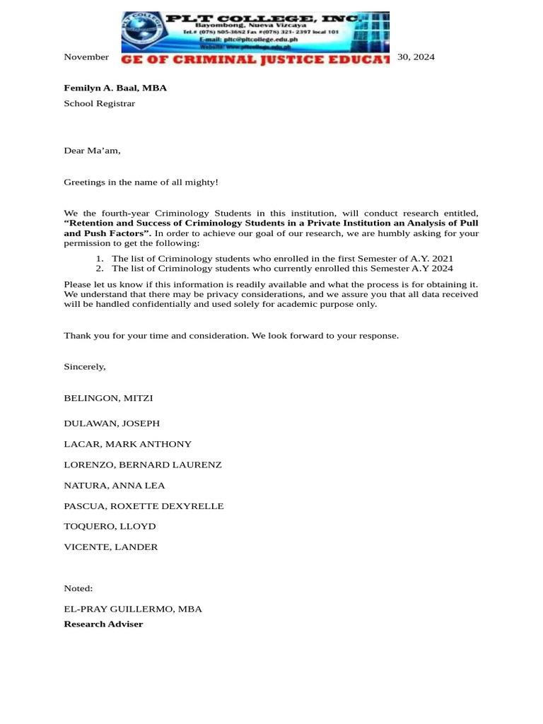 Request Letter To Registrar | PDF