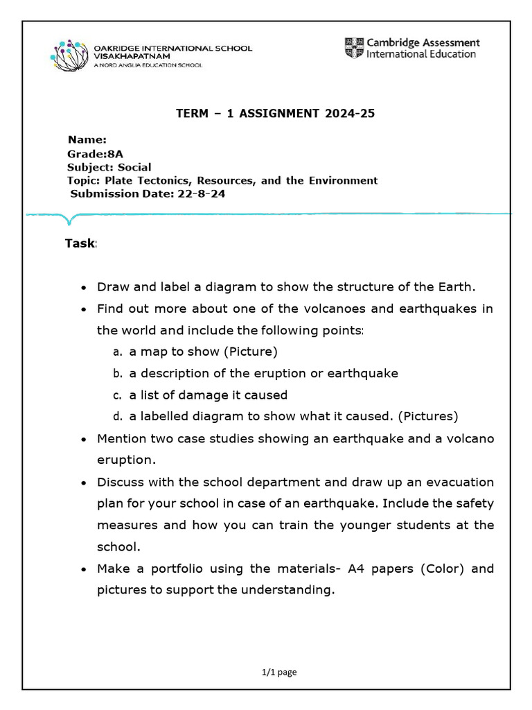Oisv Cie 2024 25 Term 1 Project GR 8 | PDF