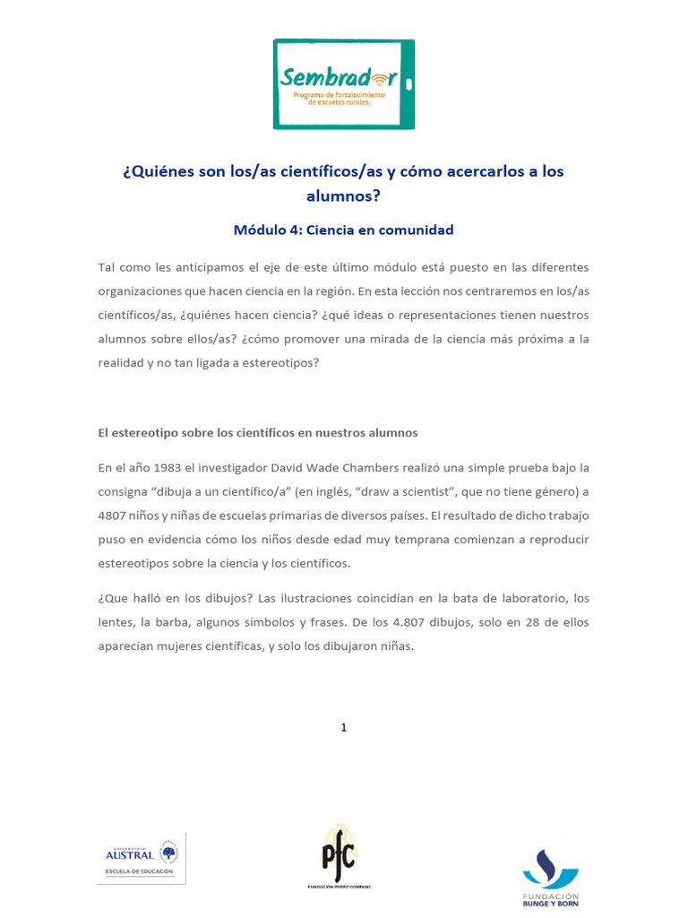 Quiénes Son Los-As Científicos-As y Cómo Acercarlos A Los Alumnos | PDF ...