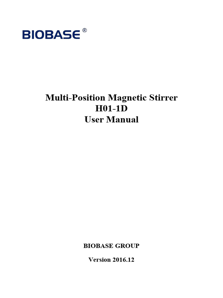 BIOBASE Multi-Position Magnetic Stirrer H01-1D User Manual 202101 | PDF | Switch | Temperature