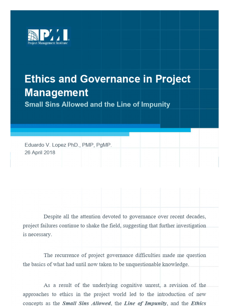Lopez Ethics and Governance in Project Management | PDF | Governance ...